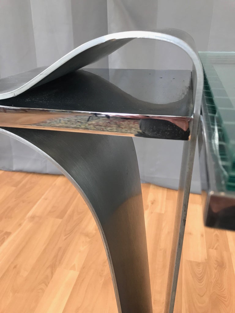 Jay Spectre for Century Furniture Polished and Brushed Steel Console ...