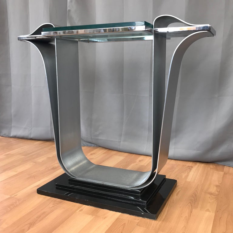 Jay Spectre for Century Furniture Polished and Brushed Steel Console ...