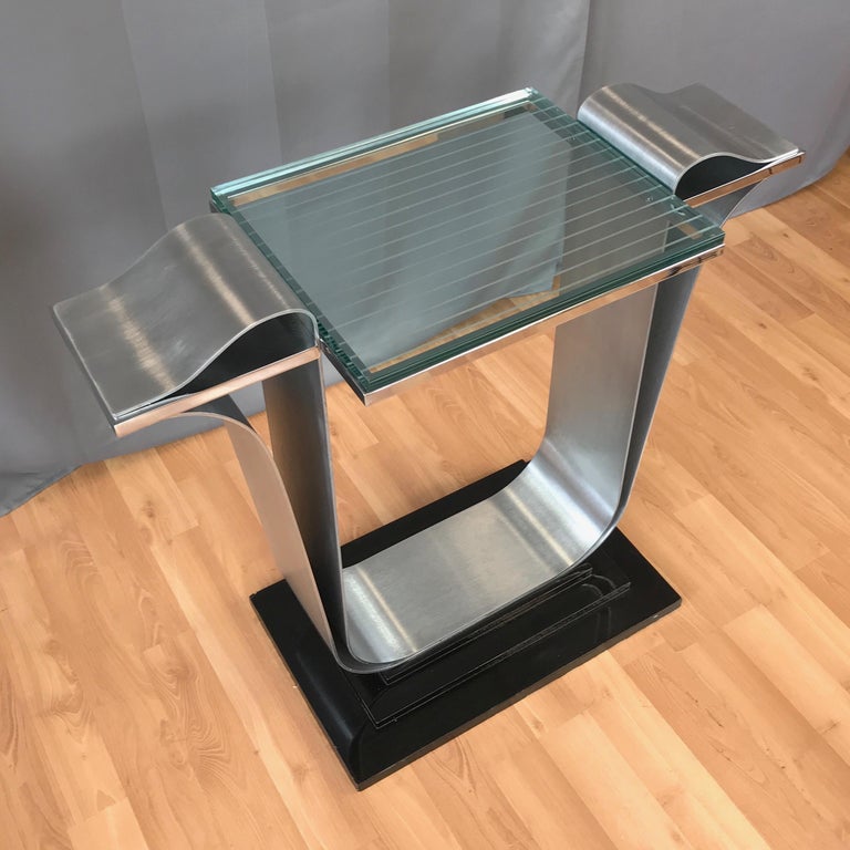 Jay Spectre for Century Furniture Polished and Brushed Steel Console ...