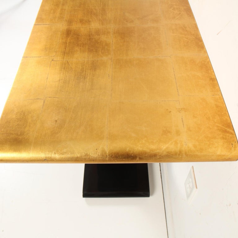 Jay Spectre Gold Leaf and Ebony Art Deco Console Table at 1stDibs