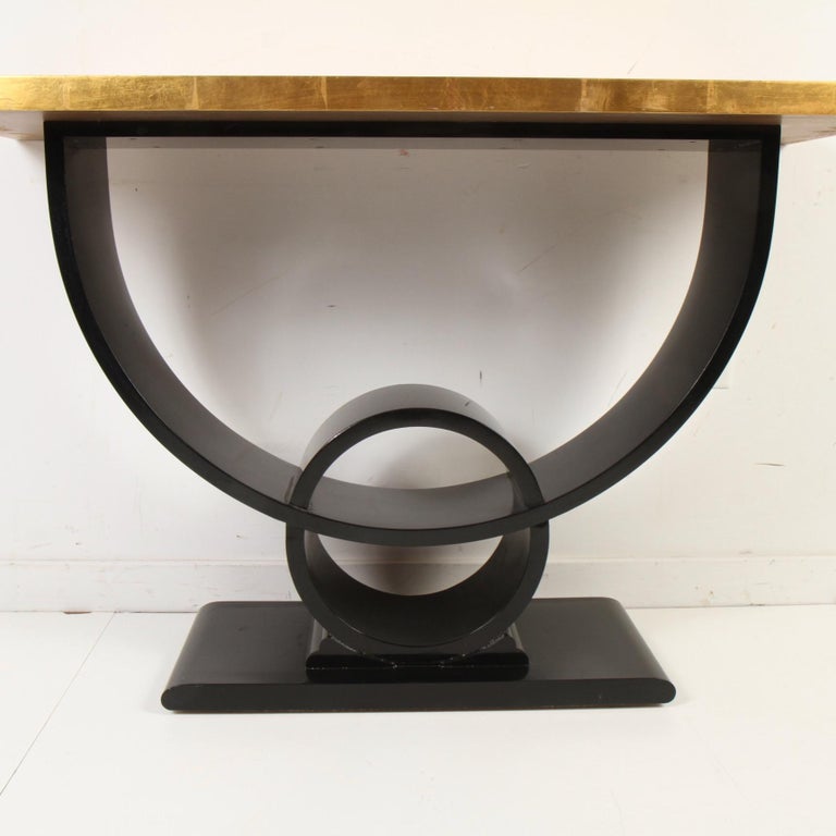 Jay Spectre Gold Leaf and Ebony Art Deco Console Table at 1stDibs