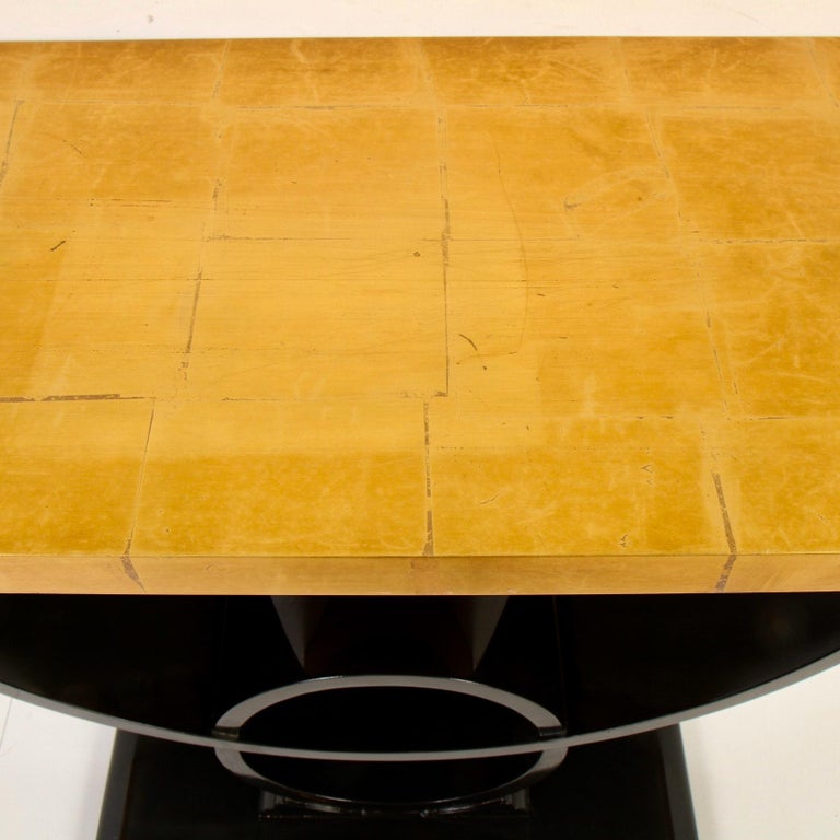 Jay Spectre Gold Leaf and Ebony Art Deco Console Table at 1stDibs