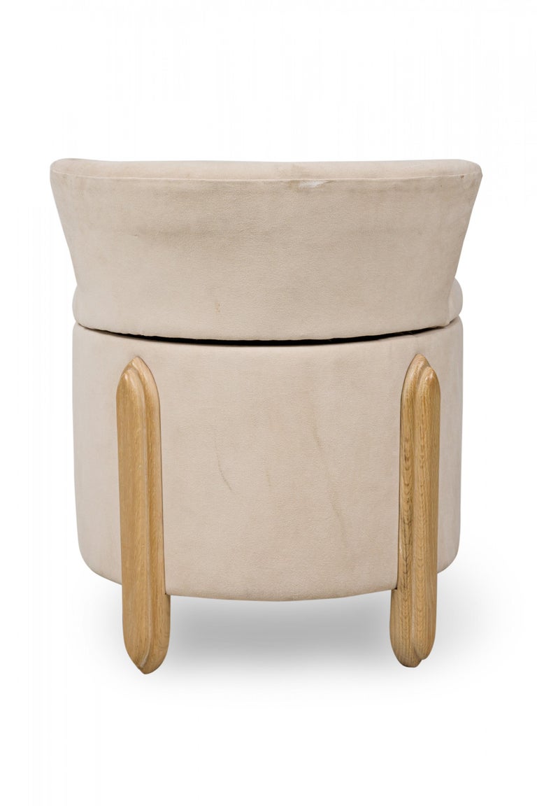 Jay Spectre Midcentury American White Suede Upholstered Ottoman with ...