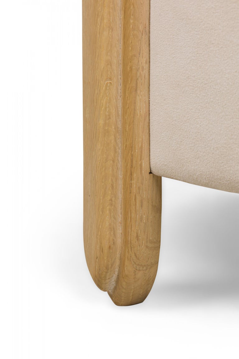 Jay Spectre Midcentury American White Suede Upholstered Ottoman with ...