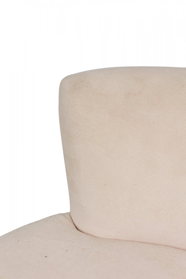 Jay Spectre Midcentury American White Suede Upholstered Ottoman with ...