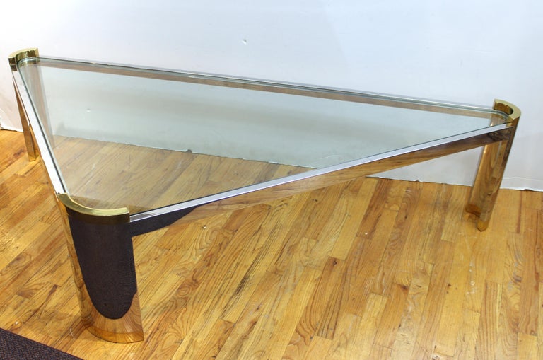 Jay Spectre Modernist Coffee Table with Triangular Frame at 1stDibs