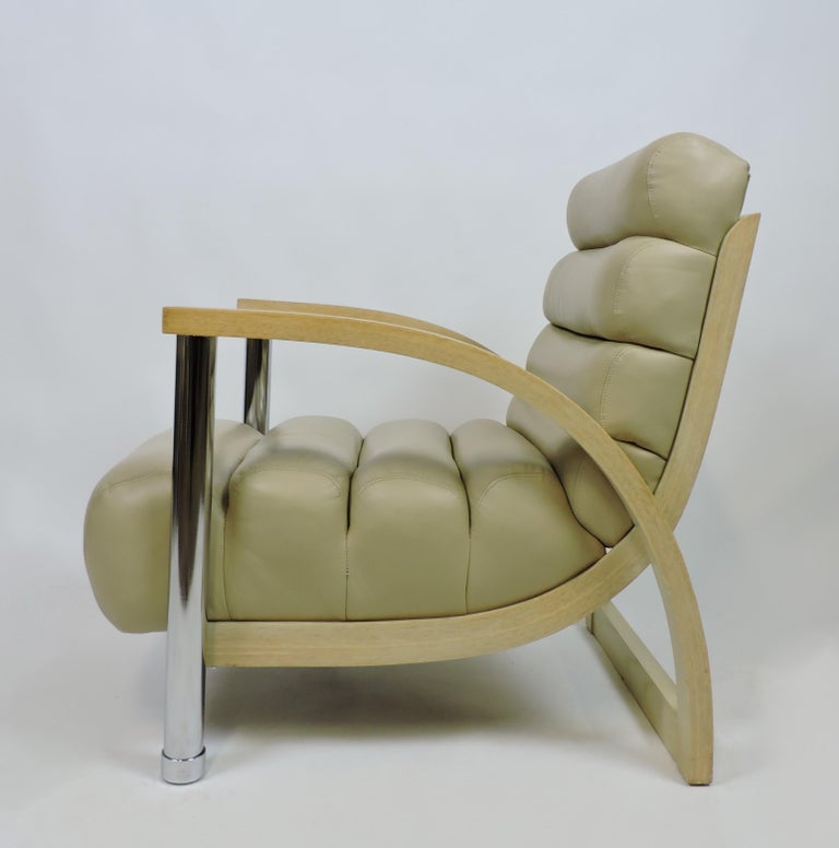 Jay Spectre Post Modern Eclipse Leather Lounge Chair For Sale at 1stDibs