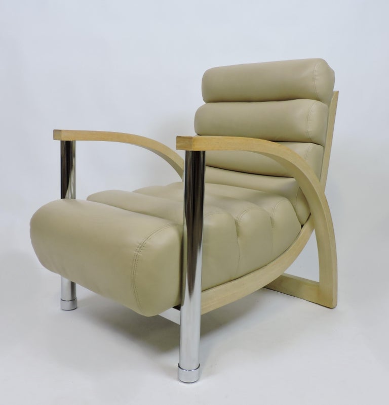 Jay Spectre Post Modern Eclipse Leather Lounge Chair For Sale at 1stDibs