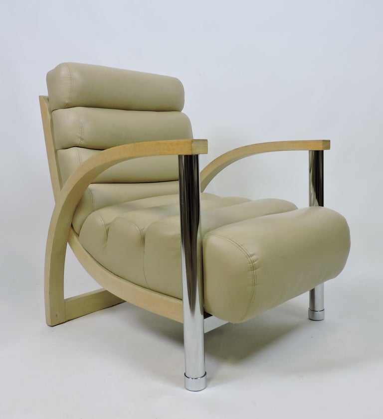 Jay Spectre Post Modern Eclipse Leather Lounge Chair For Sale at 1stDibs