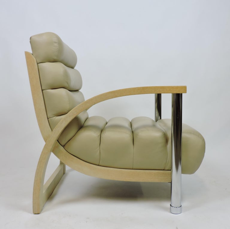 Jay Spectre Post Modern Eclipse Leather Lounge Chair For Sale at 1stDibs