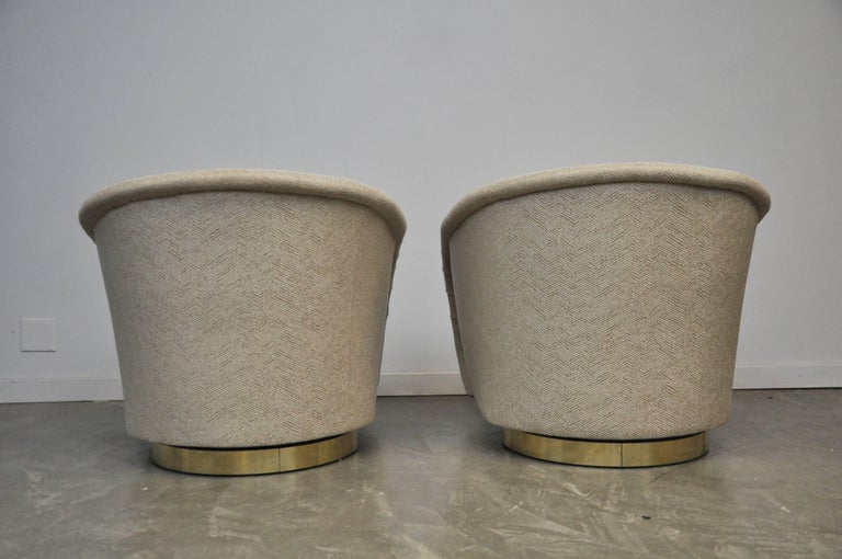 Milo Baughman Swivel Chairs on Brass Bases at 1stDibs