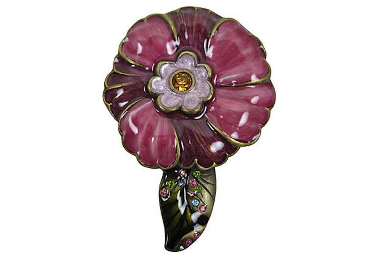 Jay Strongwater Floral Enameled and Swarovski Crystal Purse Mirror and ...
