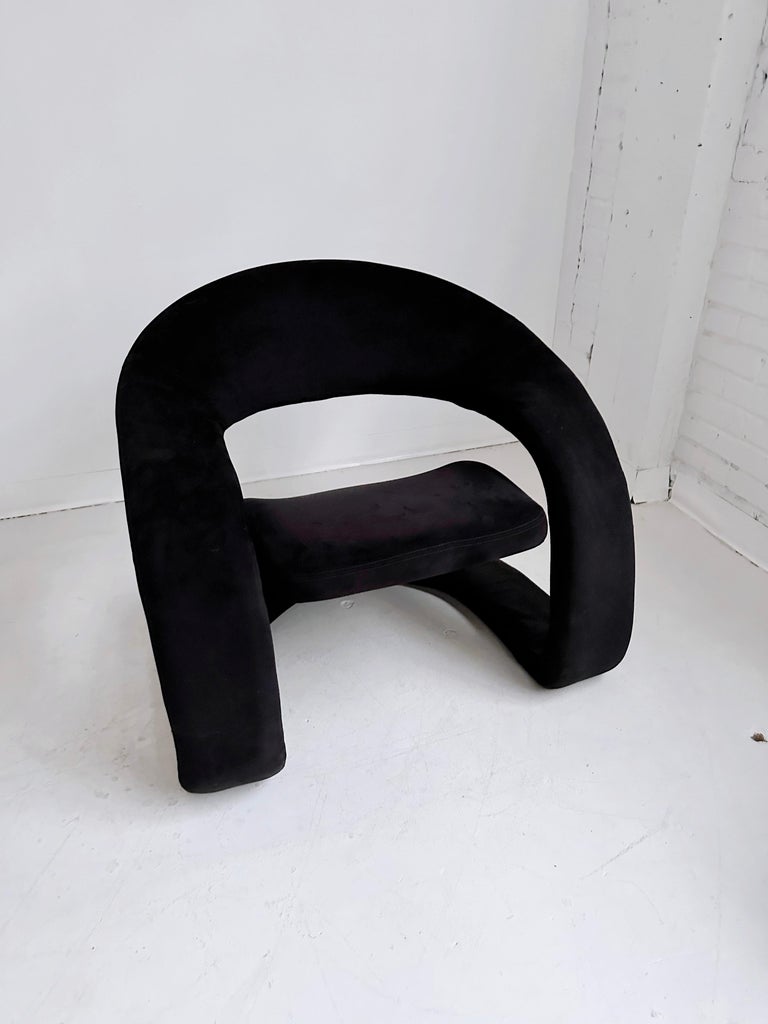Jaymar Black Velour Tongue Chair at 1stDibs