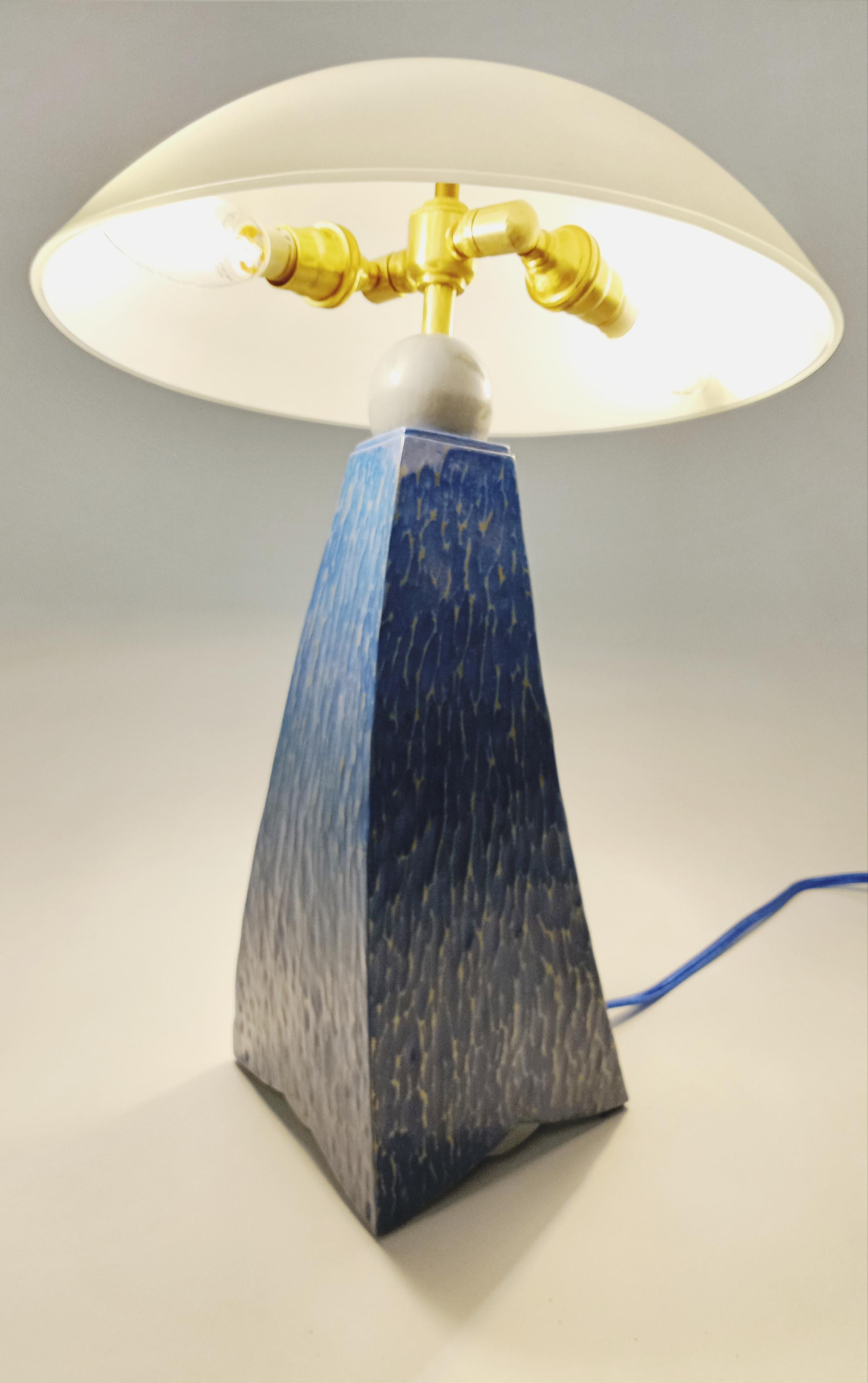 Table lamp min blue and grey textured milk painted jazz inspired design ...