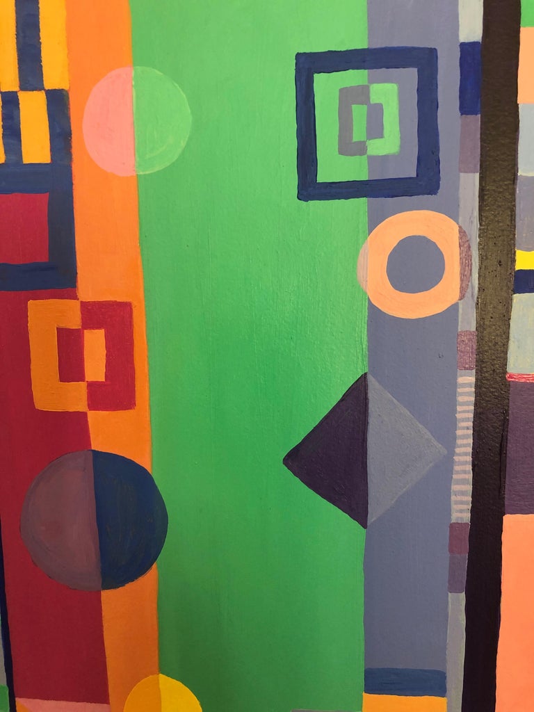 Jazzy Trio of Small Square Abstract Paintings For Sale at 1stDibs