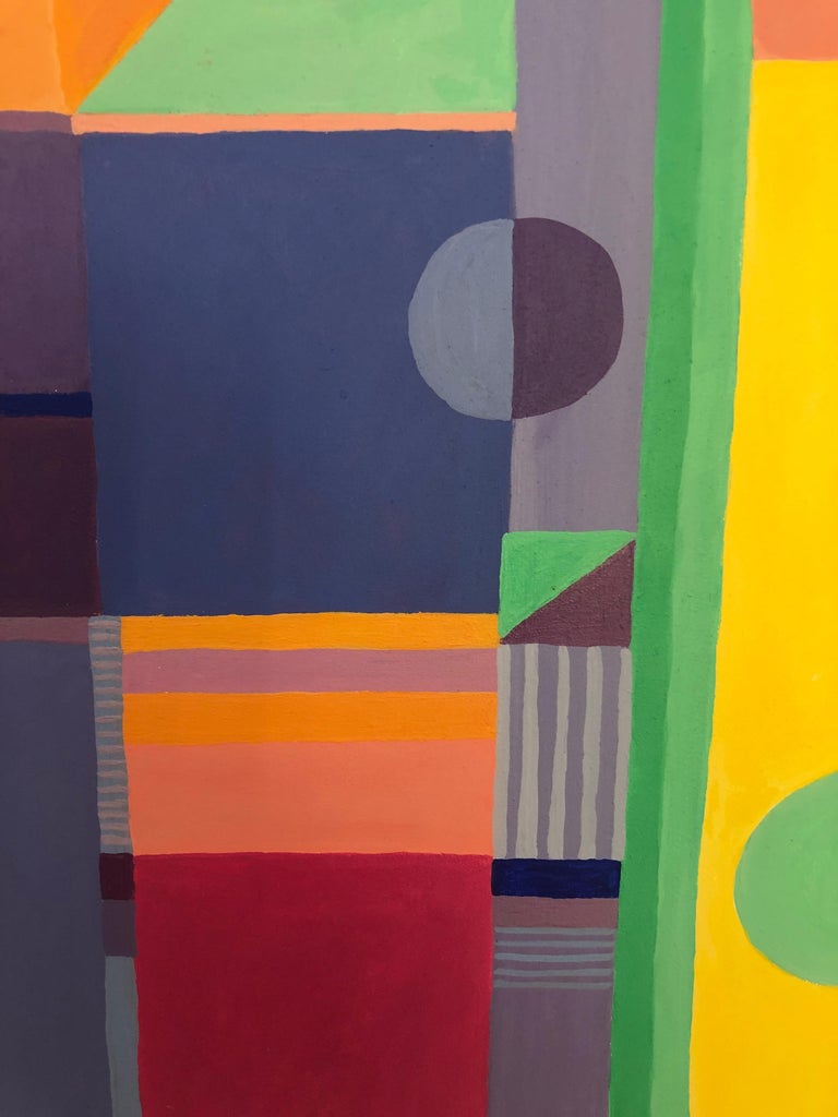 Jazzy Trio of Small Square Abstract Paintings For Sale at 1stDibs