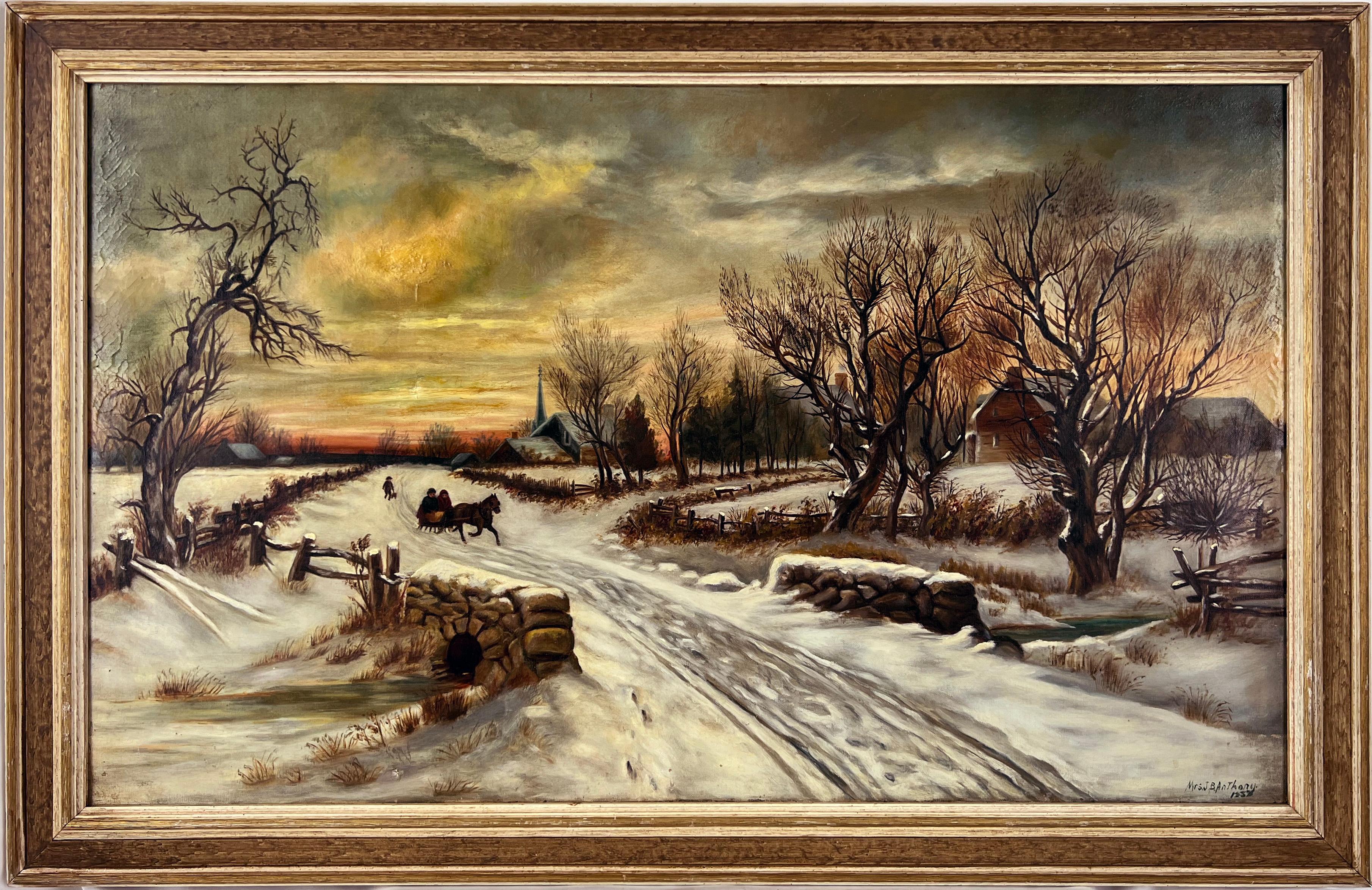 J.B Anthony - "Christmas Morn" Sleigh in the Snow after W.C Bauer ...