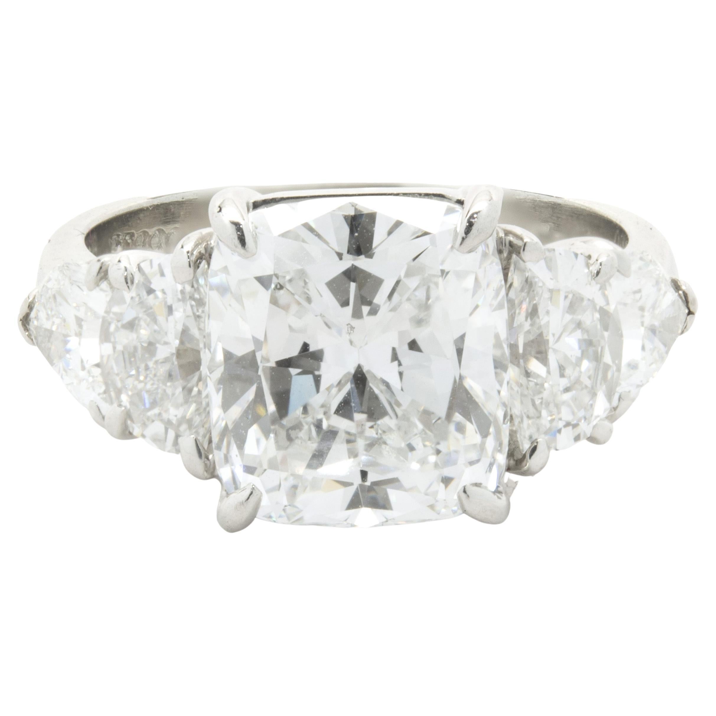 JB Star Platinum Cushion Cut Diamond Engagement Ring For Sale at 1stDibs
