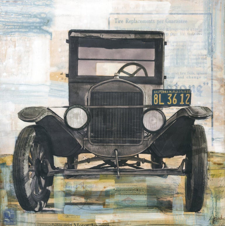 JC Spock - "1930's Model T" Mixed Media Art Painting For Sale at 1stDibs