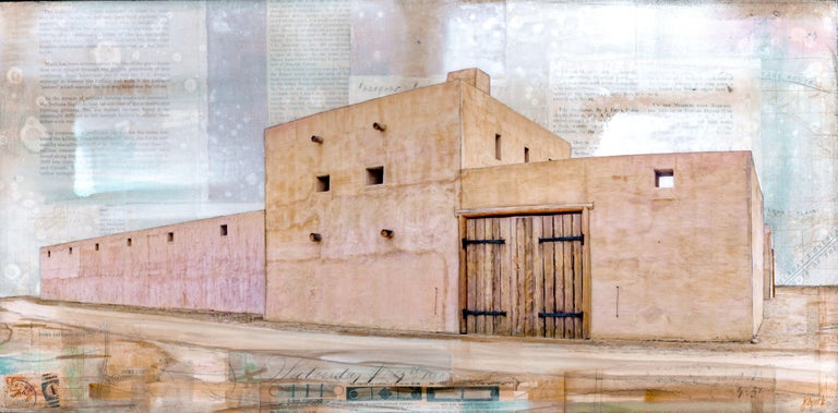 JC Spock - "Adobe Fort" Mixed Media Painting For Sale at 1stDibs