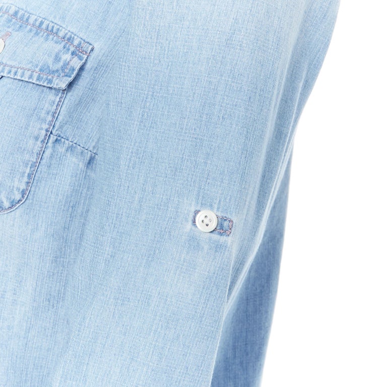 J.CREW washed light blue chambray dual pocket button front slim fit ...