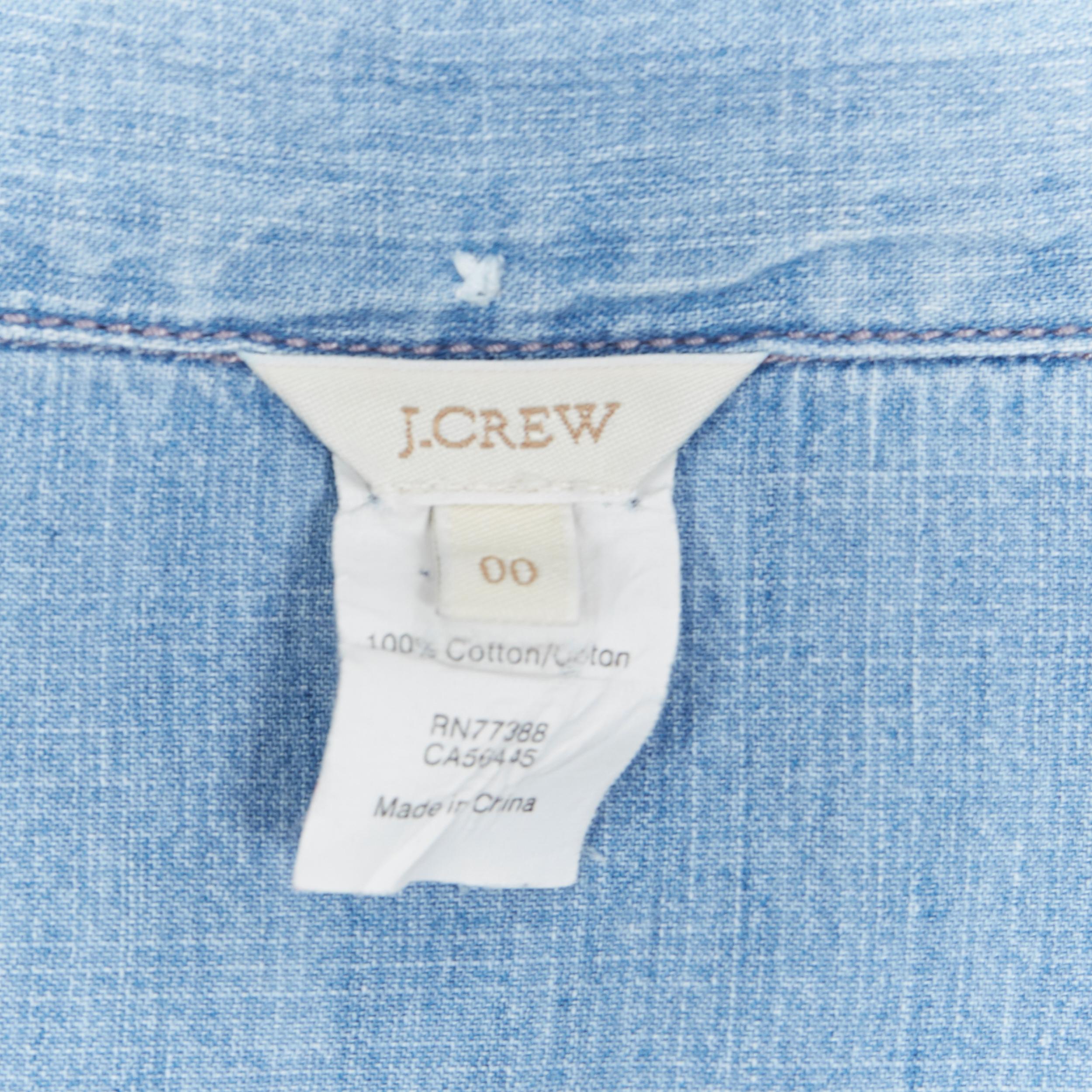J.CREW washed light blue chambray dual pocket button front slim fit ...