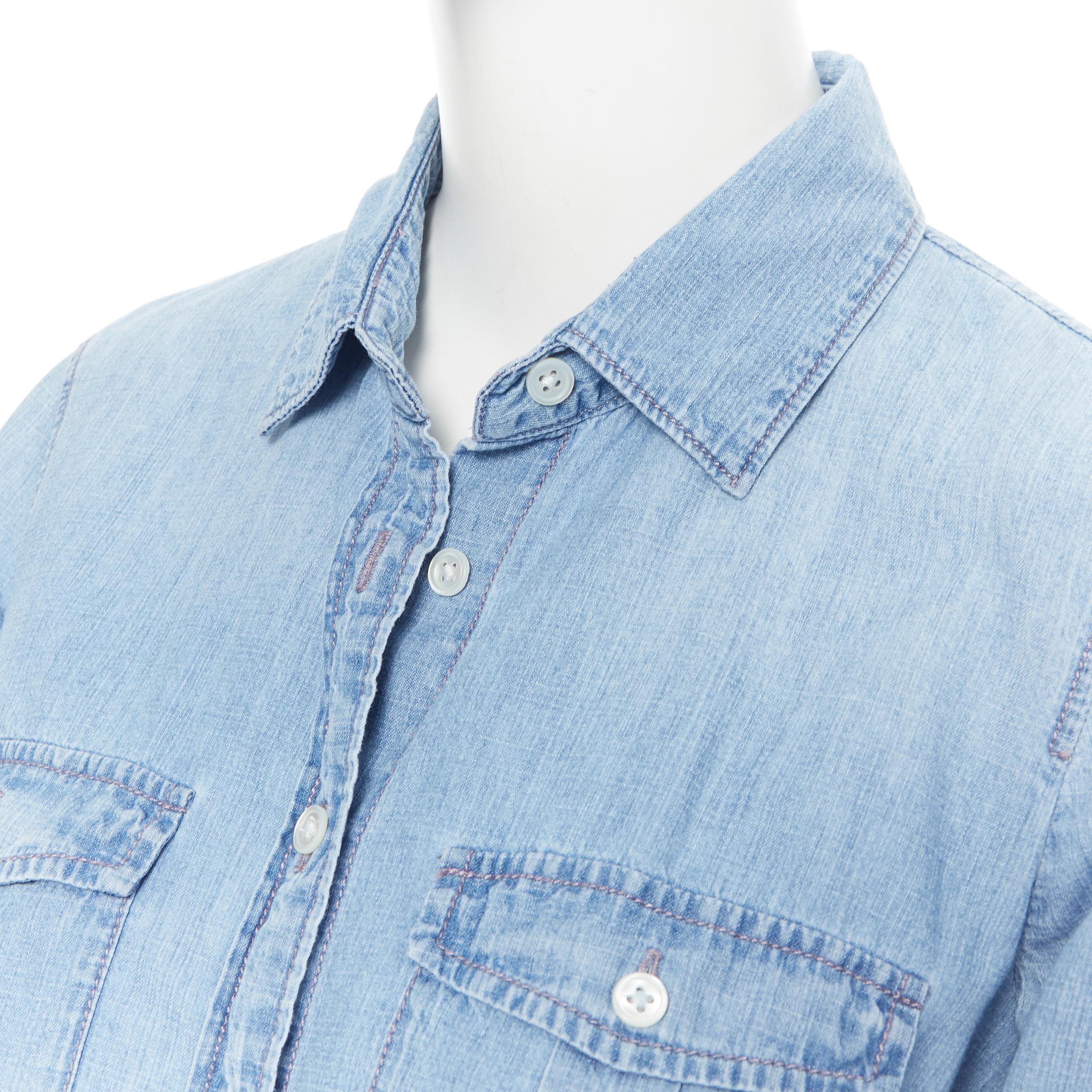 J.CREW washed light blue chambray dual pocket button front slim fit ...