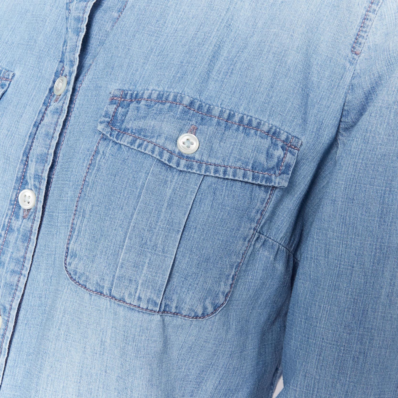 J.CREW washed light blue chambray dual pocket button front slim fit ...