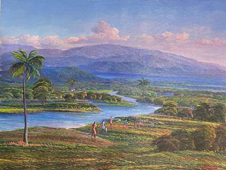 Jean Adrien Seide - Busy Women By The Water- 12"x16" Acrylic Painting ...