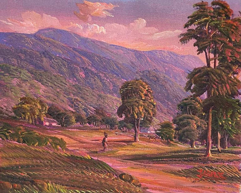 Jean Adrien Seide - Hut At Sunset 8"x10" Contemporary Landscape Acrylic ...
