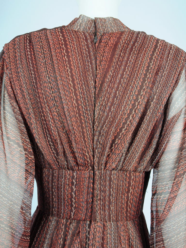 Jean Allen London Sheer Balloon Sleeves Maxi Dress 1970s For Sale at ...