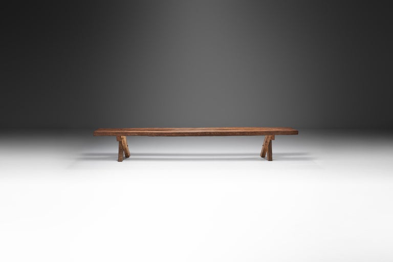 Jean and Sébastien Touret Oak Bench with Cross Legs, France 1970s For ...