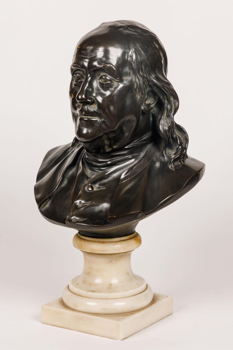 A Bronze Bust of Benjamin Franklin after Houdon For Sale at 1stDibs