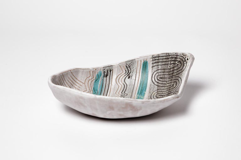 Jean Austruy Grey and Colored Decorative Ceramic Cup Dish or Plate 1950 ...