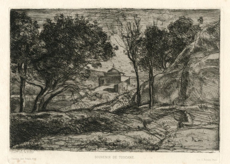 Jean-Baptiste-Camille Corot - "Souvenir de Toscane" original etching ...