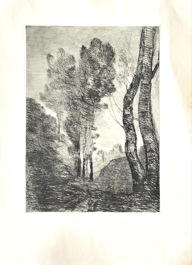 Jean-Baptiste-Camille Corot - Trees - Original Etching - Late 19th ...