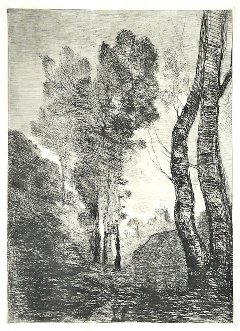 Jean-Baptiste-Camille Corot - Trees - Original Etching - Late 19th ...