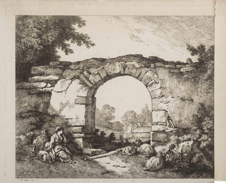 Jean Baptiste Huet - Landscape with Ruins - Original Etching by J.B ...