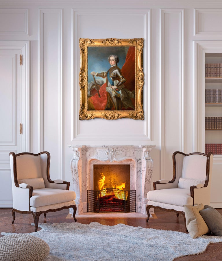 French, circa 1730 Portrait of King Louis XV in armour, workshop of J.B ...