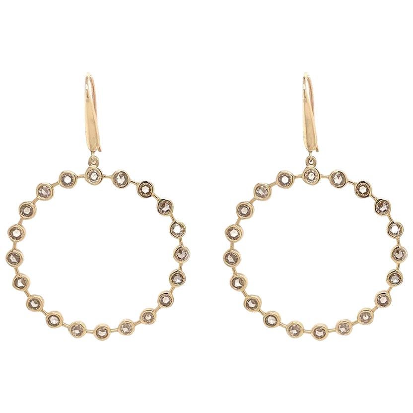 Rose Gold Diamond Hoops at 1stDibs