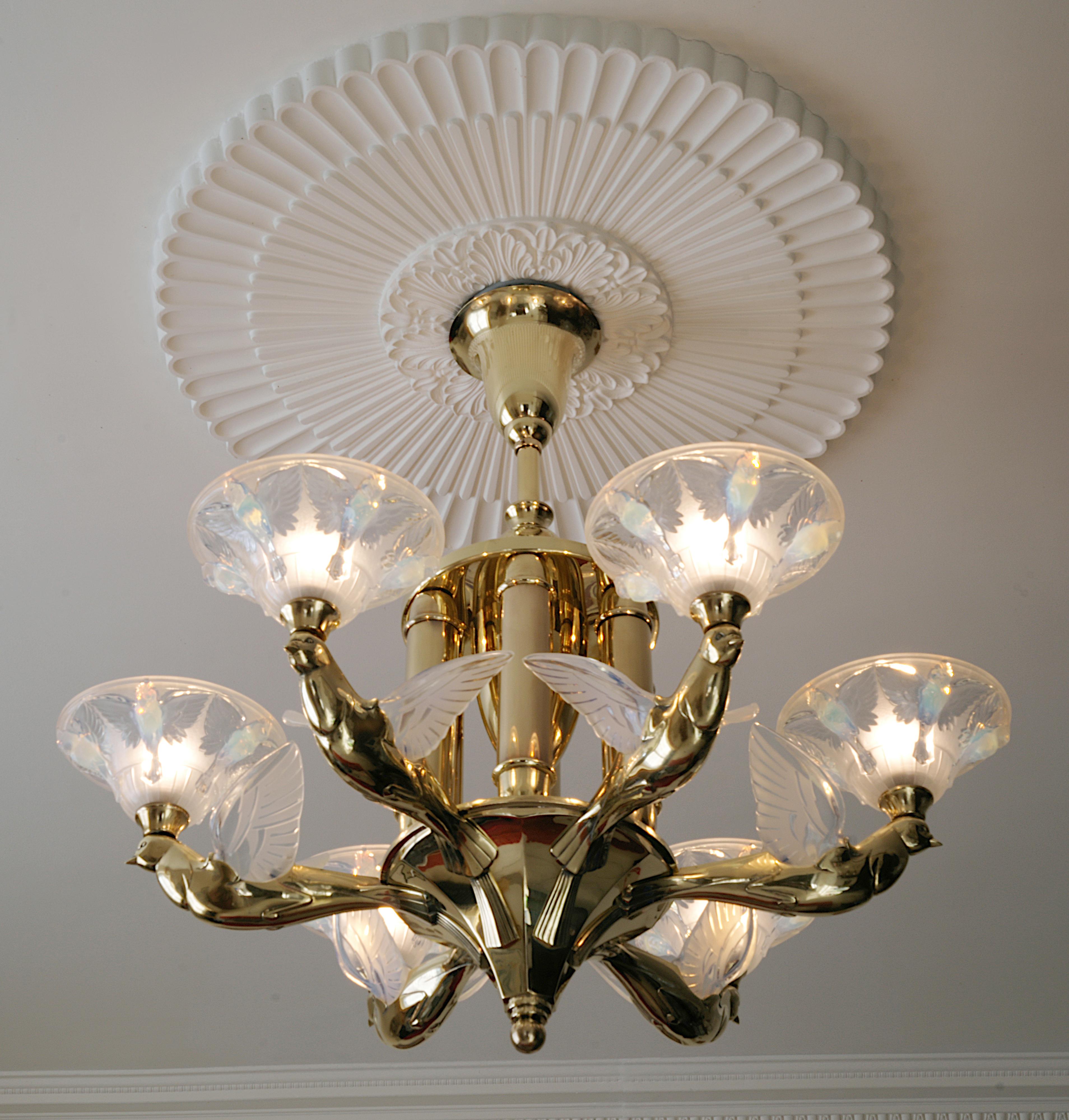 Jean Boris Lacroix Large French Art Deco Bird Chandelier, 1930s For ...