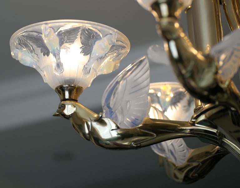 Jean Boris Lacroix Large French Art Deco Bird Chandelier, 1930s For ...