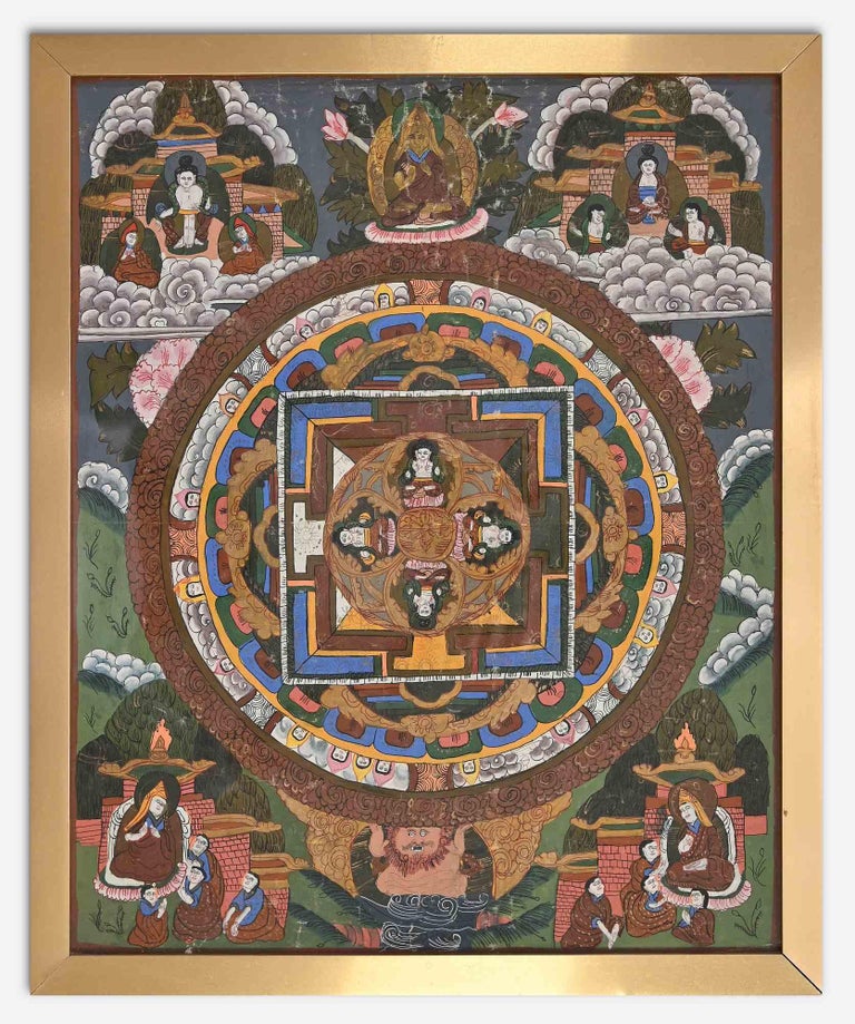 Jean Boullet - Vintage Tibetan Thangka - Mixed Media - Mid-20th century ...