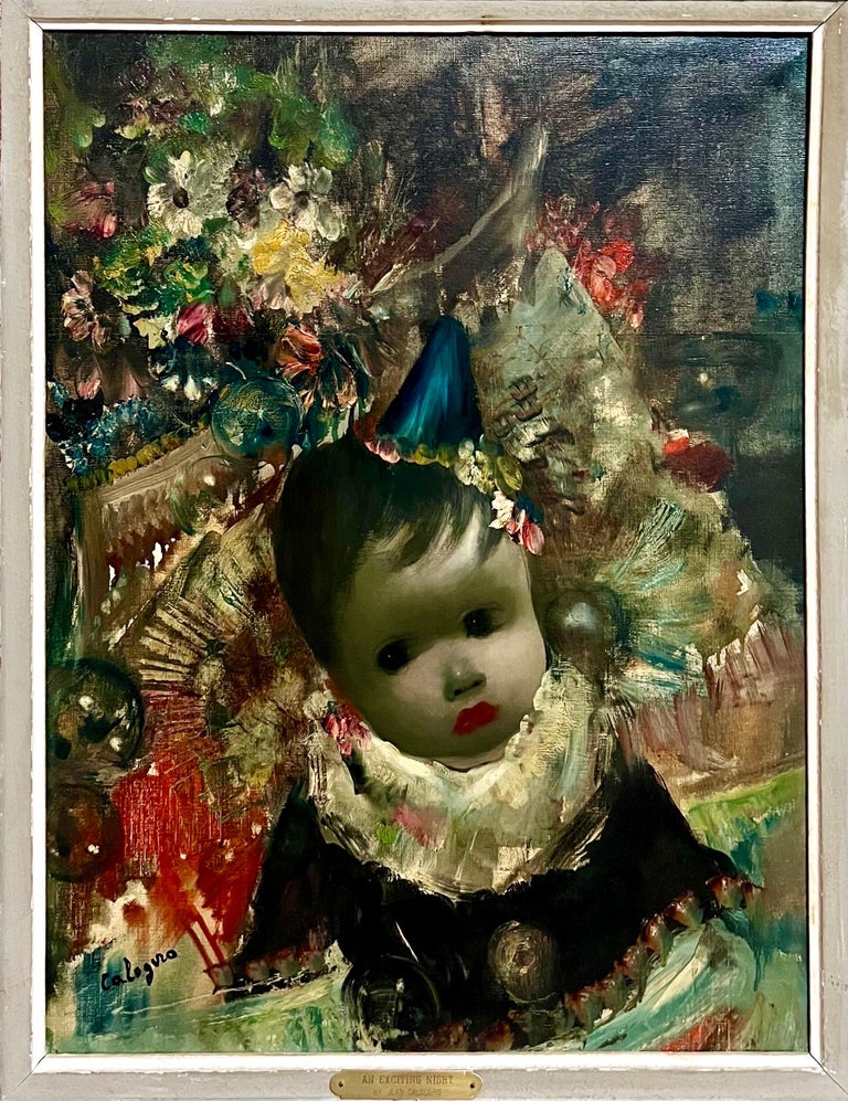 Jean Calogero - Large Italian Surrealist Mod Art Oil Painting Jean ...