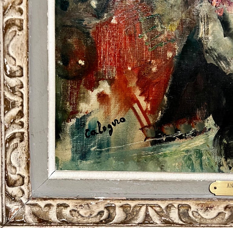 Jean Calogero - Large Italian Surrealist Mod Art Oil Painting Jean ...