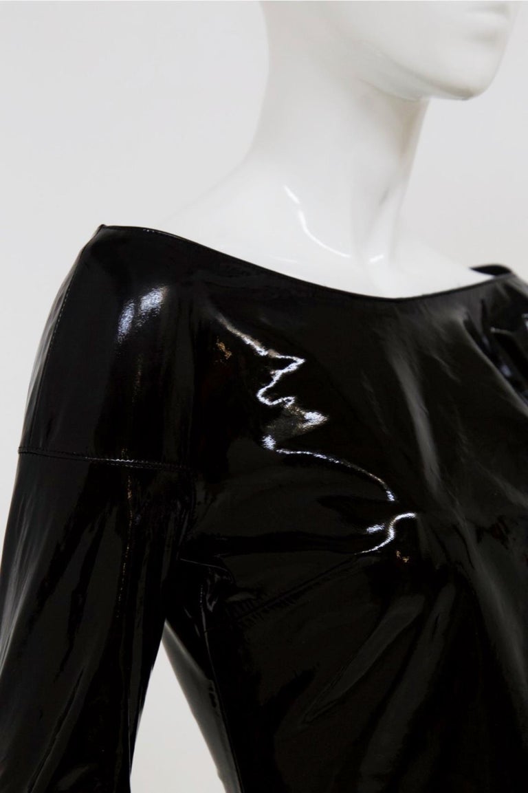 Jean-Claude Jitrois Vintage Black Latex Skirt Suit For Sale at 1stDibs
