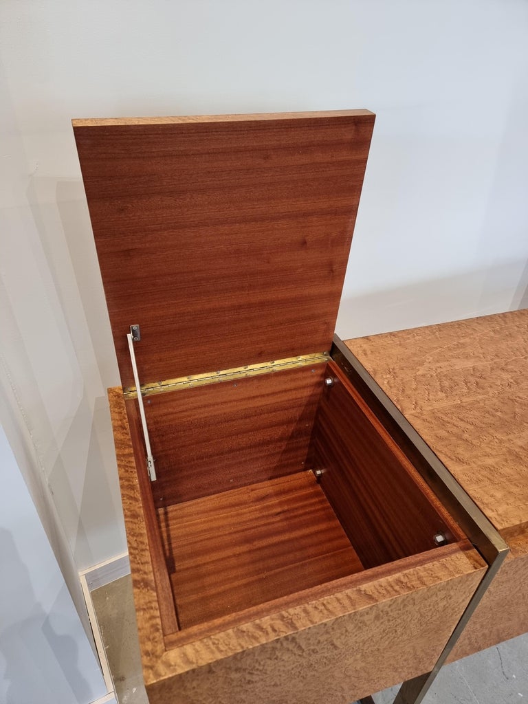 Jean Claude Mahey Burlwood Sideboard with Brass Legs For Sale at 1stDibs