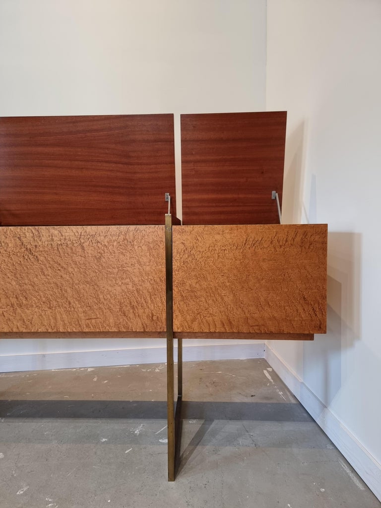 Jean Claude Mahey Burlwood Sideboard with Brass Legs For Sale at 1stDibs