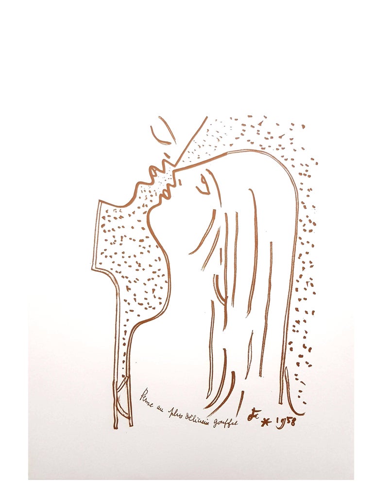 Jean Cocteau - Jean Cocteau - The Kiss - Original Lithograph For Sale ...