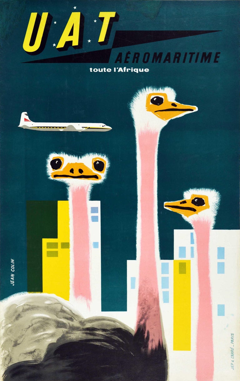 Jean Colin - Affiche de voyage vintage originale UAT Toute l'Afrique ...